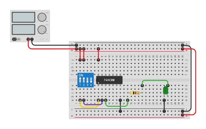 Circuit design Compuerta NAND | Tinkercad