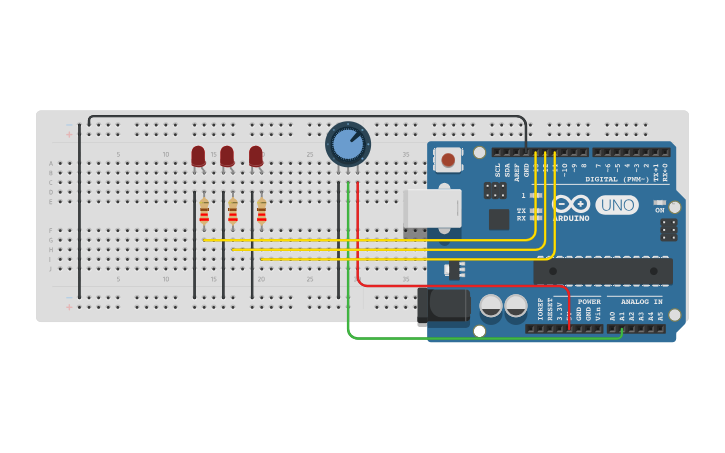 Circuit design Encender leds con potenciometro - Tinkercad