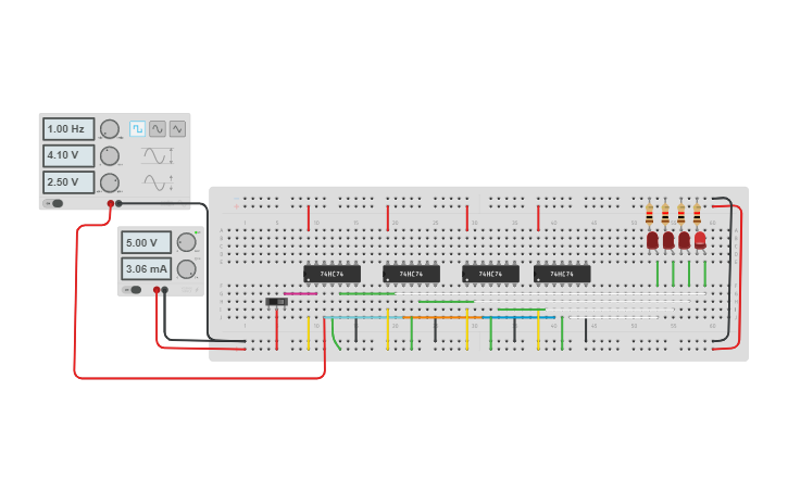 Circuit design left shift register - Tinkercad