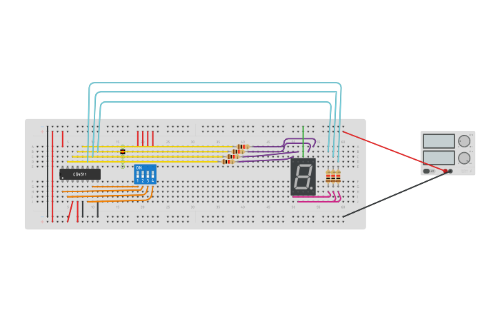 Circuit design BCD 7 segmentos | Tinkercad