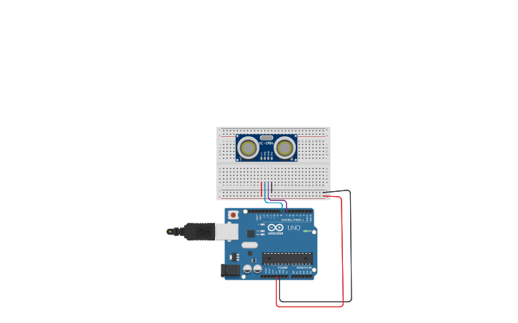 Circuit design sensor de distancia - Tinkercad