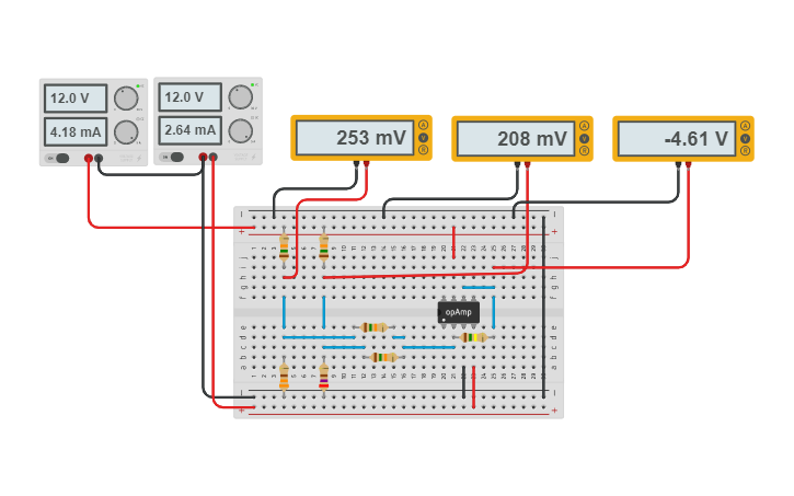 Circuit design Prática 7 - Circuito Somador | Tinkercad
