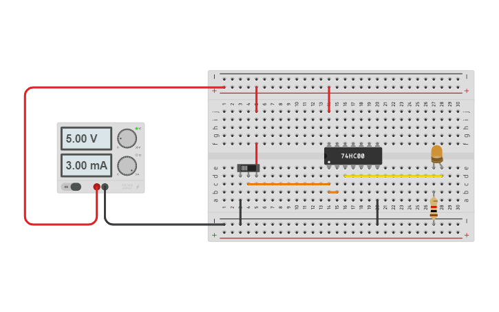 Circuit design NOT gate using NAND gate | Tinkercad