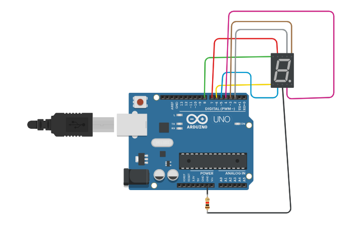 Circuit design Display 7 segments - Tinkercad