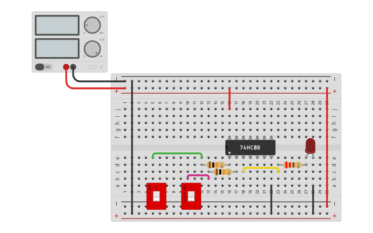 Circuit design Circuito 74LS08, Encender LED Paso a Paso compuerta ...