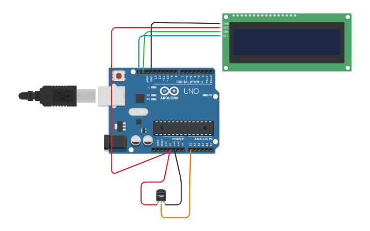 Circuit Design ელექტრონული თერმომეტრი Tinkercad