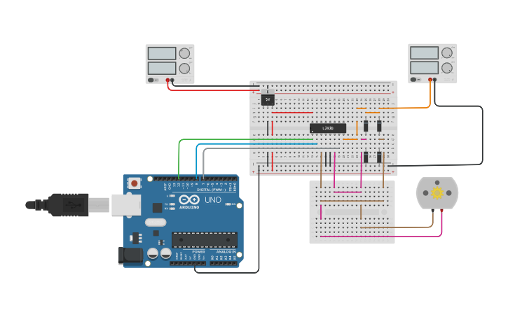 Circuit Design Bi Directional Dc Motor Control Using Arduino Tinkercad