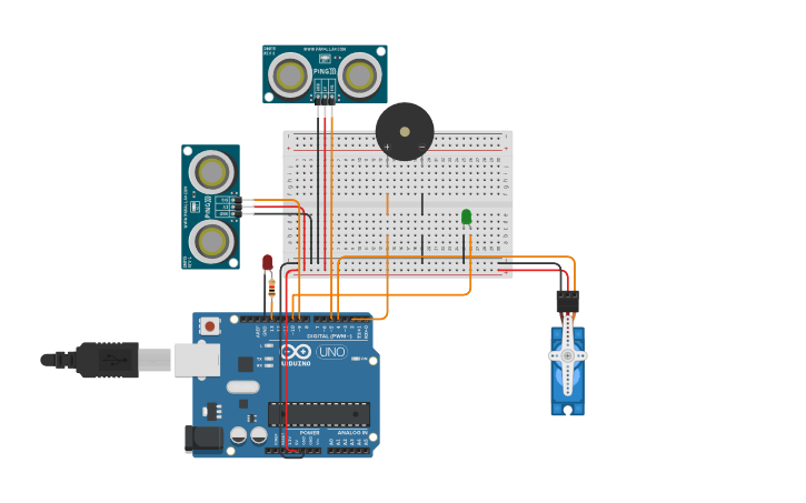 Circuit design Smart Dustbin - Tinkercad