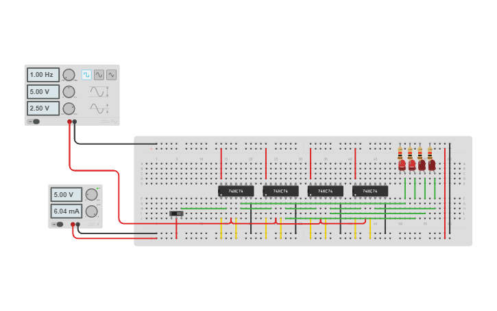 Circuit design Right-Shift Register | Tinkercad