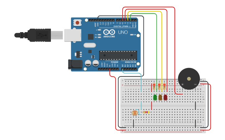Circuit design Copy of Sensor LDR | Tinkercad