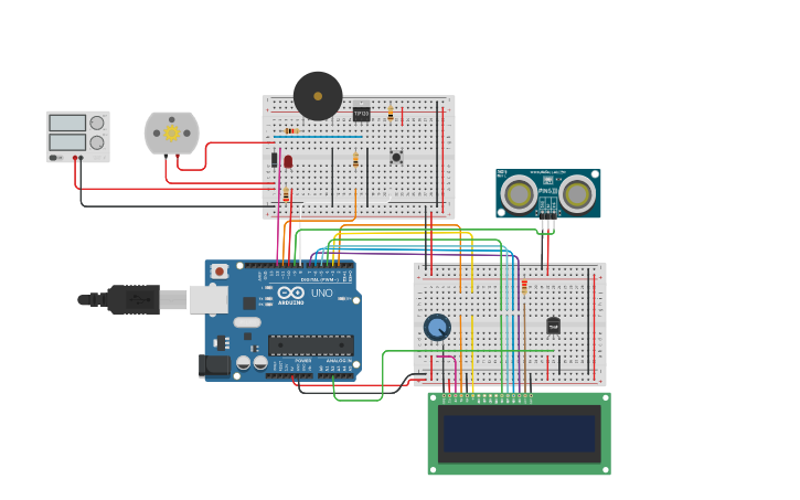 Circuit design Projeto Esteira contadora para SETUP | Tinkercad