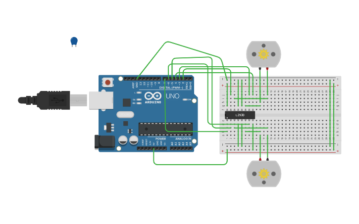 Circuit design motor driver - Tinkercad