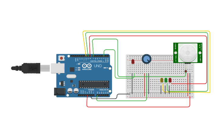 Circuit design PIR Sensor - Tinkercad