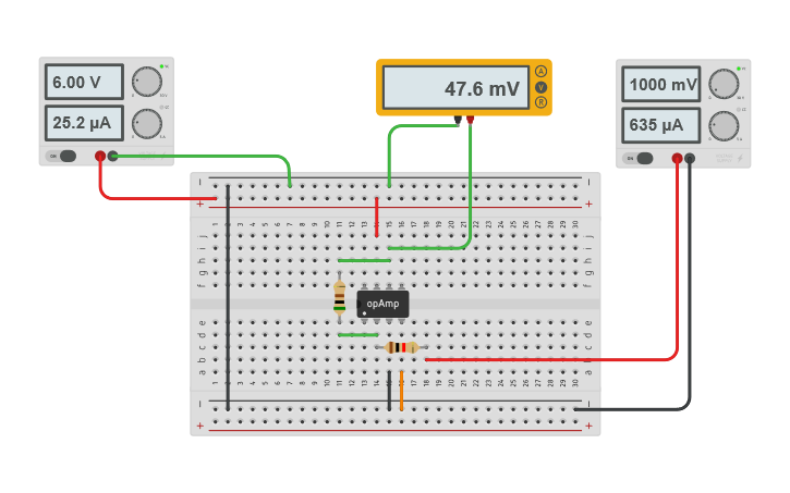 Circuit design Inverting Amplifier - Tinkercad