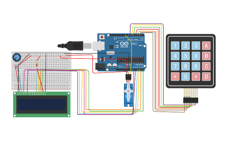 Circuit design password door locking project - Tinkercad