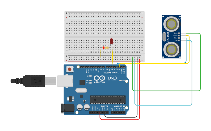 Circuit design Ultrasonic Sensor | Tinkercad