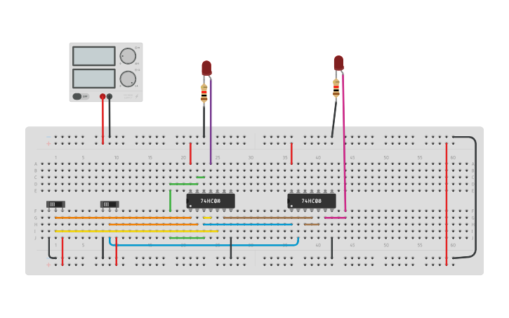 Circuit design Half Adder using NAND Gate only | Tinkercad