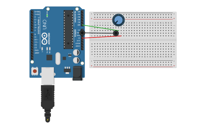 Circuit design Potenciometro Aula 23 - Tinkercad