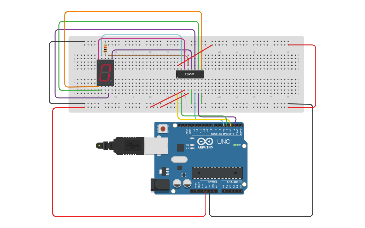 Circuit design Display Single Digit - Tinkercad