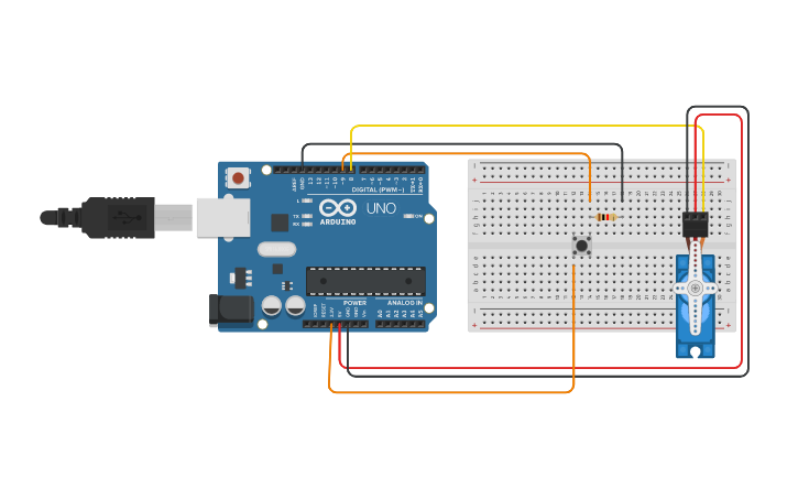 Circuit design Arduino, pulsanti e servo - Tinkercad