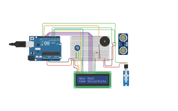 Circuit design Automatic hand sanitizer | Tinkercad