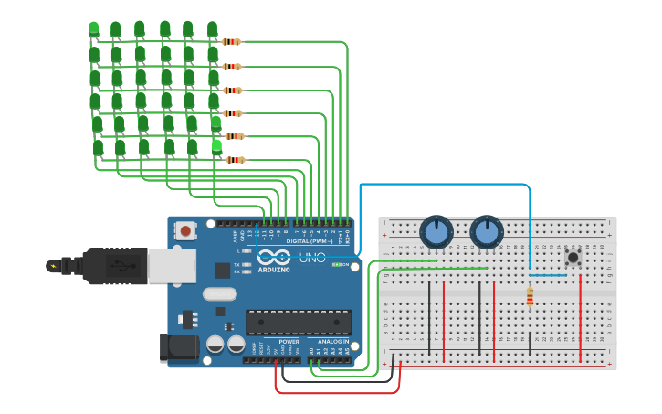 Circuit design Copy of TallerArduino4.3 con velocidades | Tinkercad