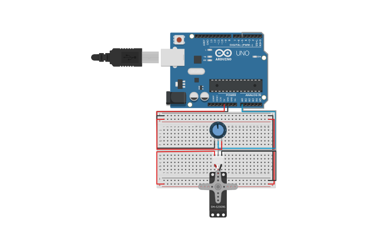 Circuit design 06 - Using Servo (Potentiometer) | Tinkercad