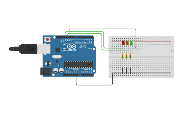 Circuit design Semafor | Tinkercad