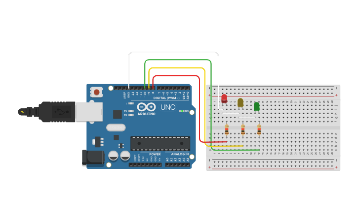 Circuit design Atividade Semáforo arduino - Tinkercad