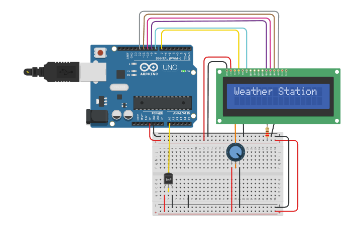 Circuit design Weather Station - Tinkercad