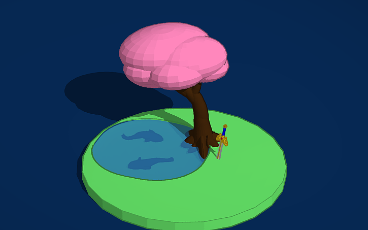 3D design Sakura Tree Koi Pond - Tinkercad