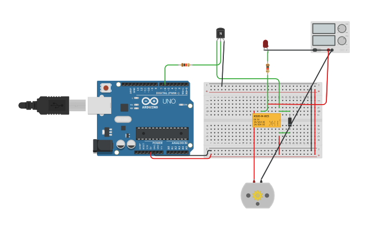 Circuit design rele DPDT - Tinkercad