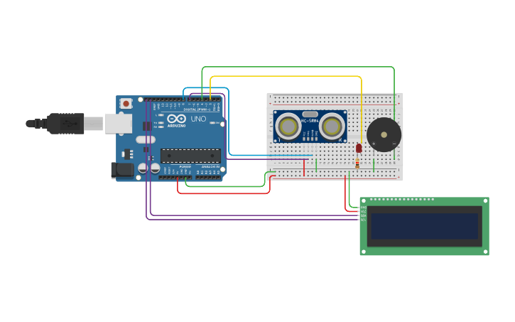 Circuit design Ultrasonic - Tinkercad