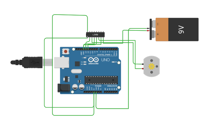 Circuit design DC motor - Tinkercad