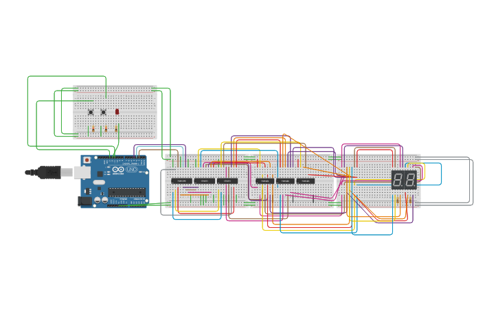 Circuit design Experimental 7-Seg Display - Tinkercad