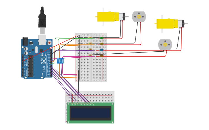 Circuit design Tarea # 7: Puertos SPST, arduino y pantalla LCD | Tinkercad
