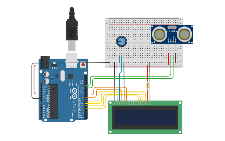 Circuit design Ultrasonic sensor II | Tinkercad
