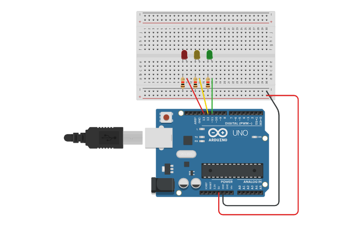 Circuit design MULTIPLE LEDS BREADBOARD WITH ARDUINO - Tinkercad