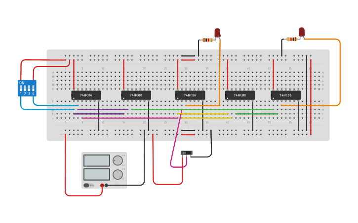 Circuit design Copy of Binary Full Adder - Tinkercad