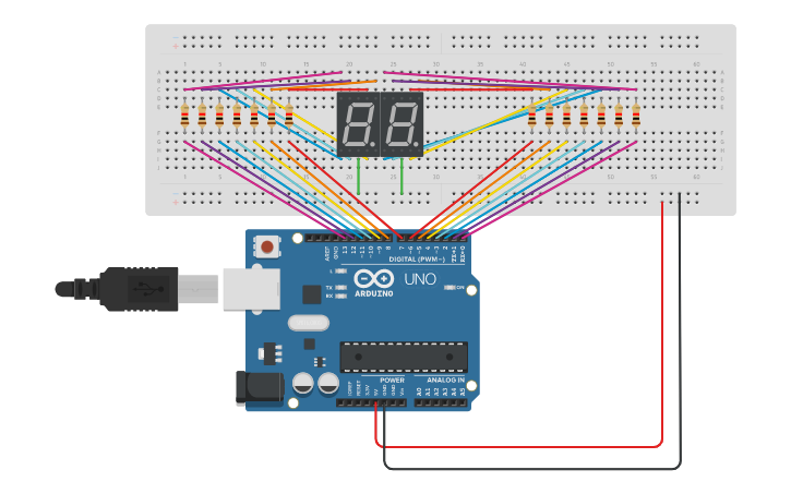 Circuit Design Display 7 Segmentos Tinkercad