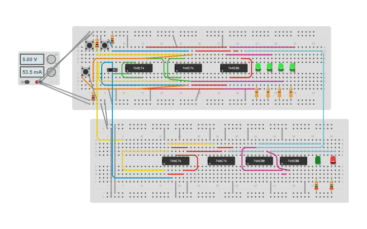 Circuit design Register_Counter - Tinkercad