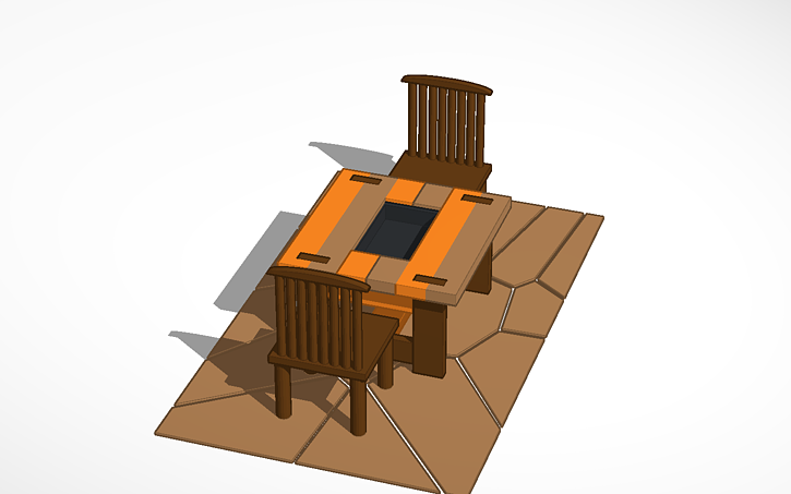 3D design porch set of table and chairs | Tinkercad