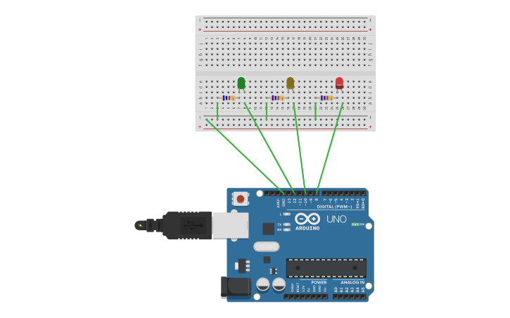Circuit design Automatic Traffic Light - Tinkercad