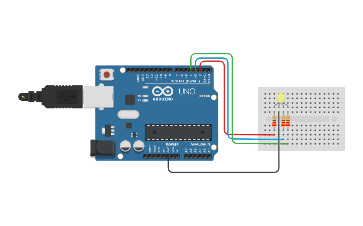 Circuit design RGB LED COLOR - Tinkercad
