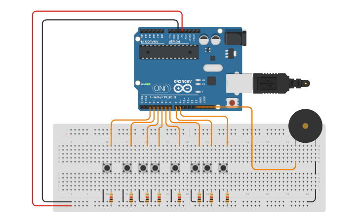 Circuit design piano | Tinkercad