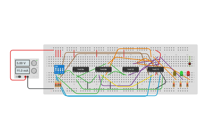 Circuit design EX4 JK FF 7473 | Tinkercad