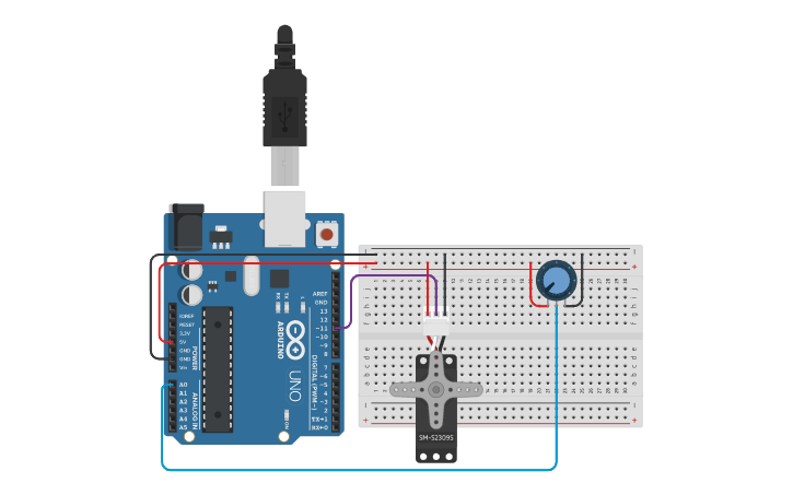 Circuit Design Motor Servo With Potentiometer Tinkercad