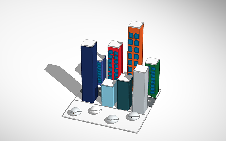 3D design tinkercad city with snow - Tinkercad