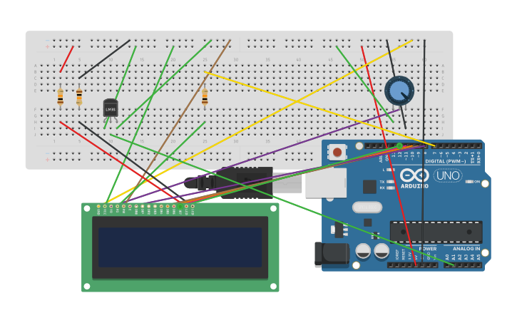 Circuit design LCD LM35 - Tinkercad