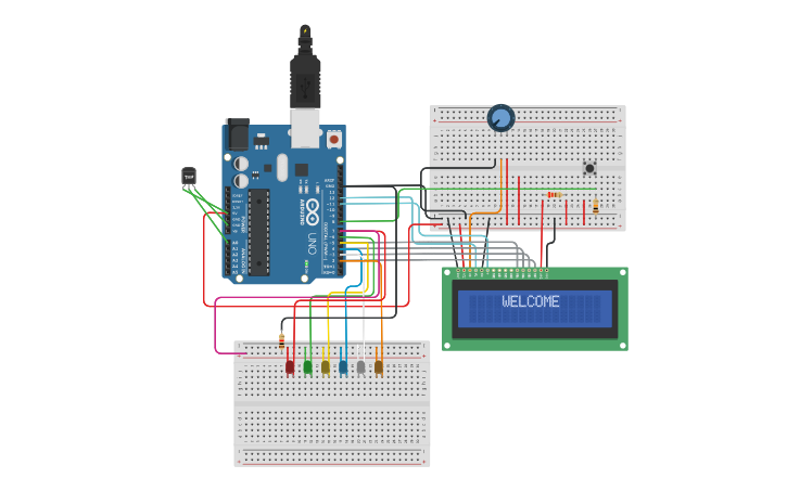 Circuit design Copy of Temperature Monitoring System - Tinkercad